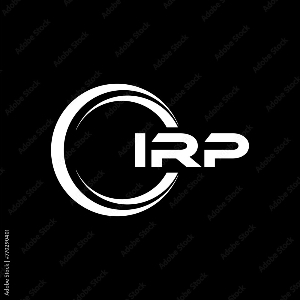 IRP letter logo design with black background in illustrator, cube logo ...