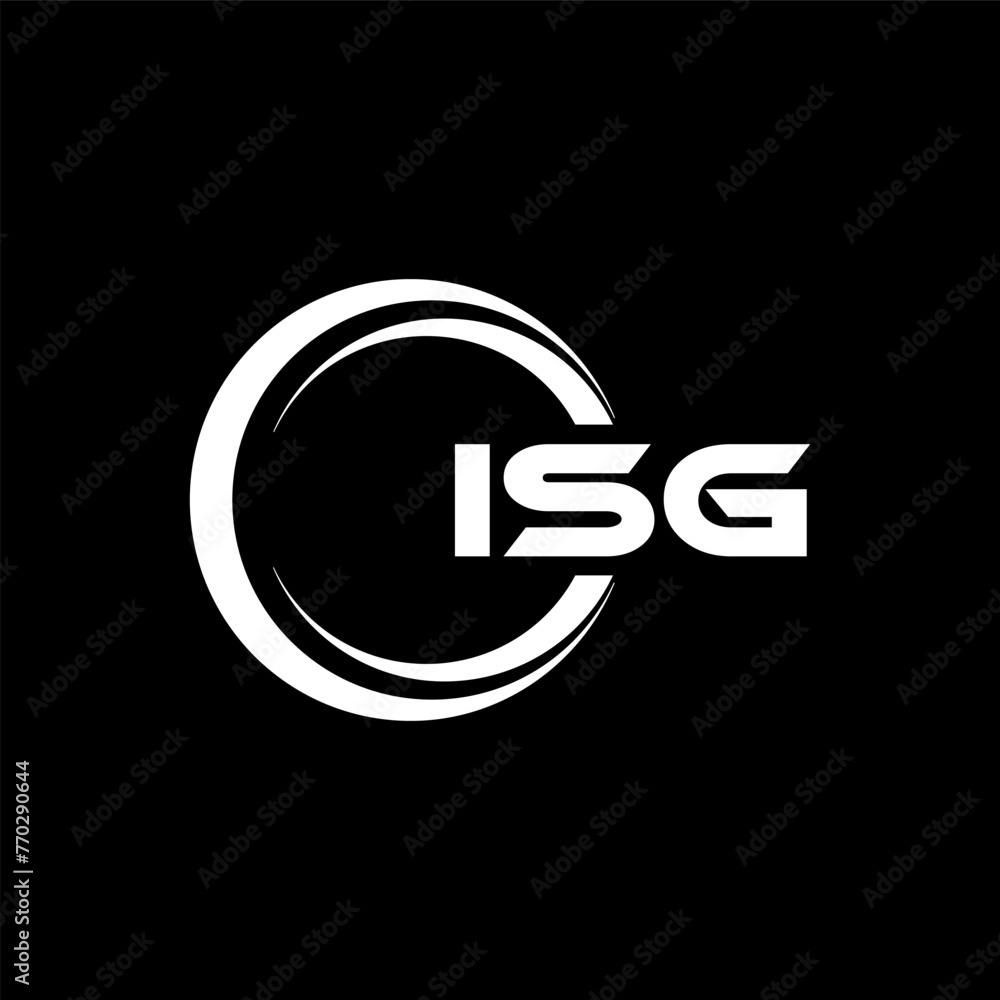 ISG letter logo design with black background in illustrator, cube logo ...
