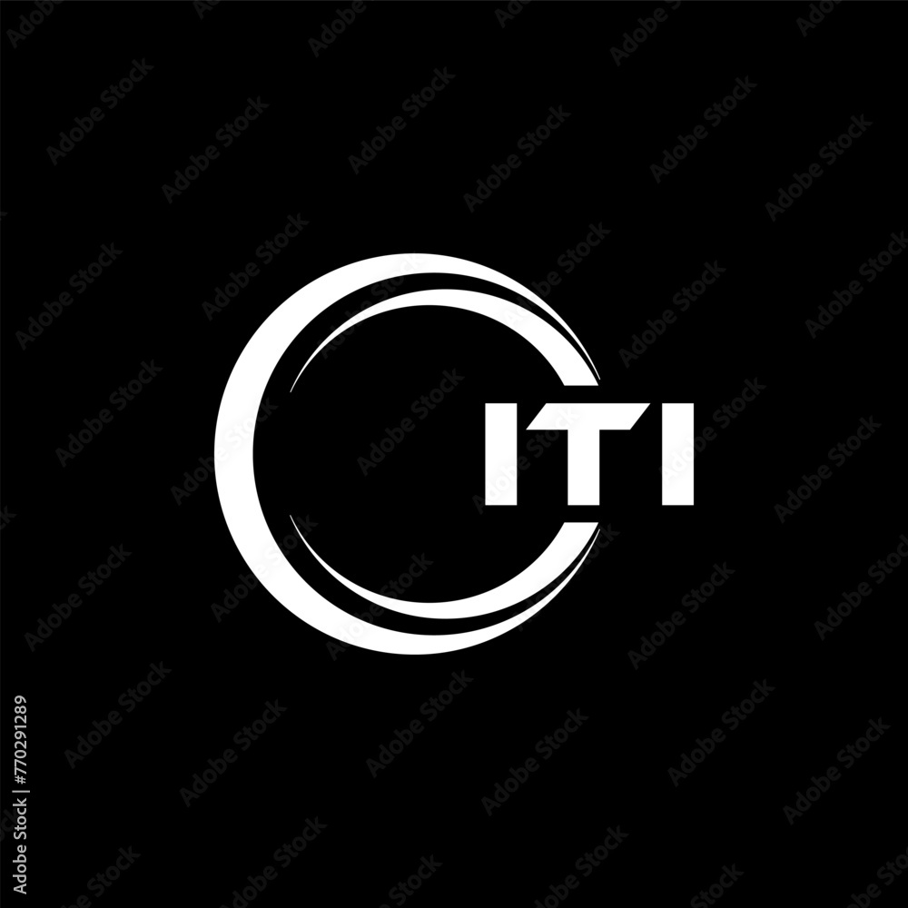 ITI letter logo design with black background in illustrator, cube logo ...