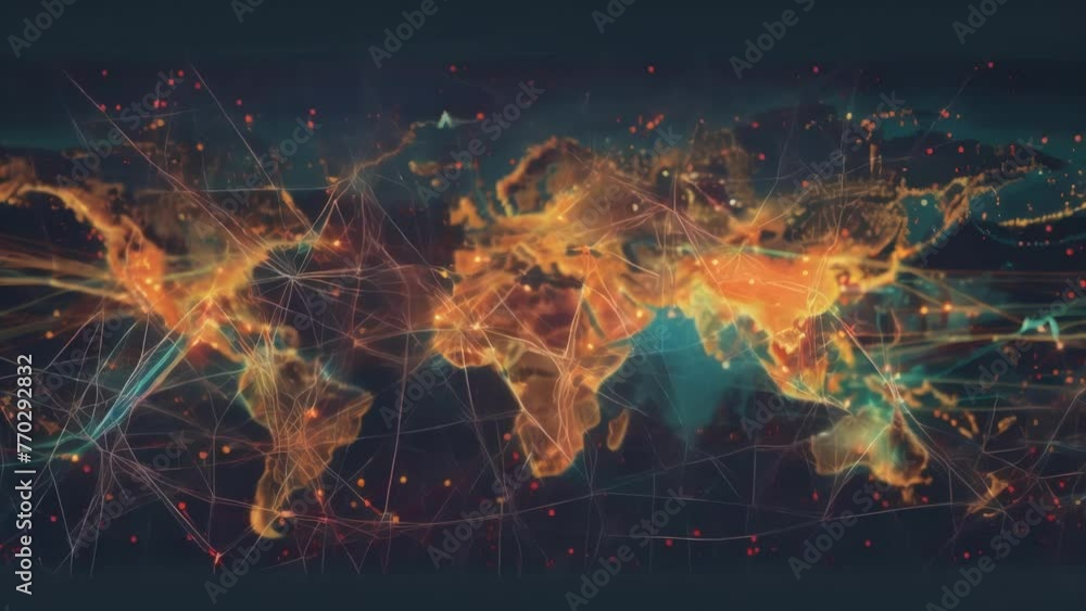 An interactive map showcasing the world with a multitude of vibrant ...