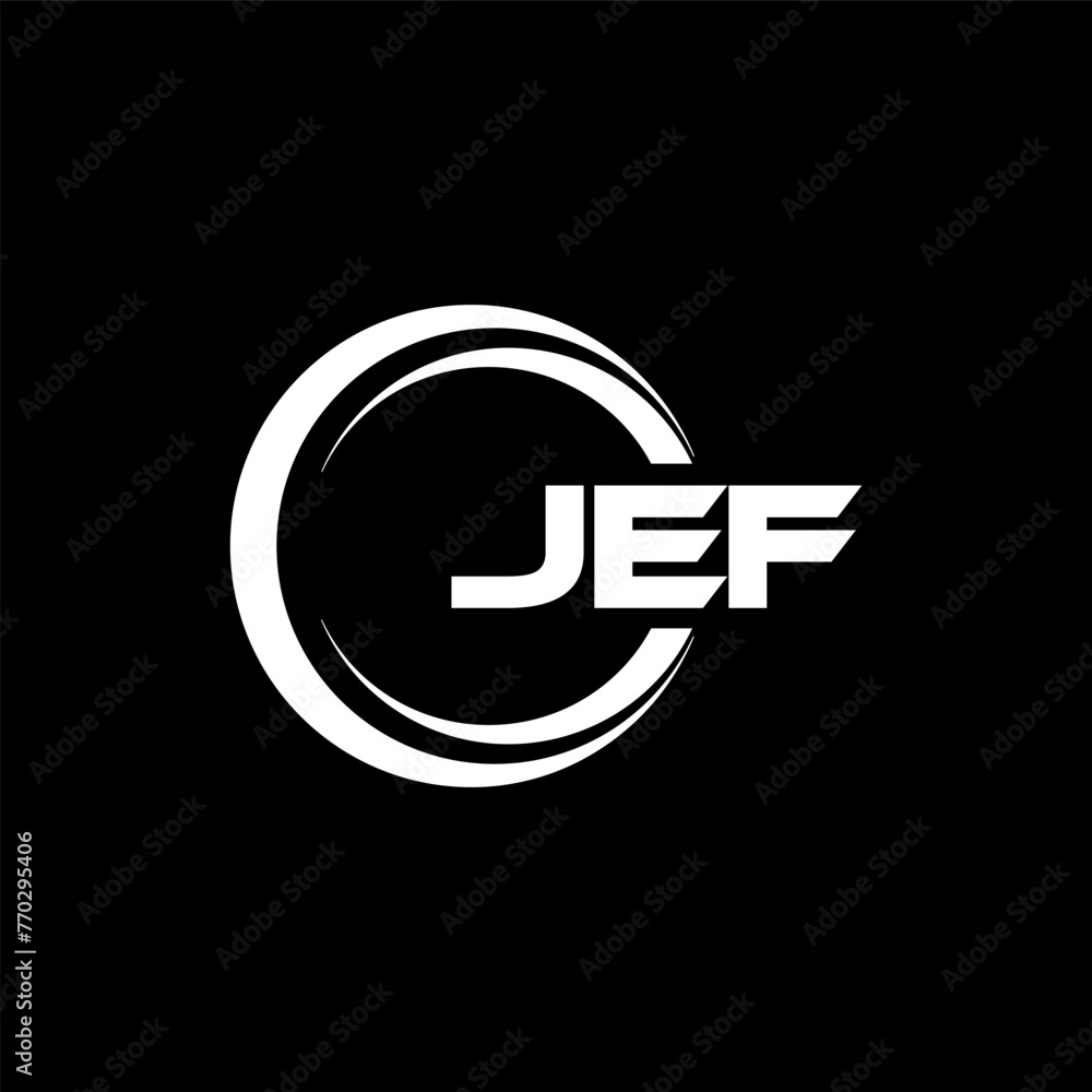 JEF letter logo design with black background in illustrator, cube logo ...