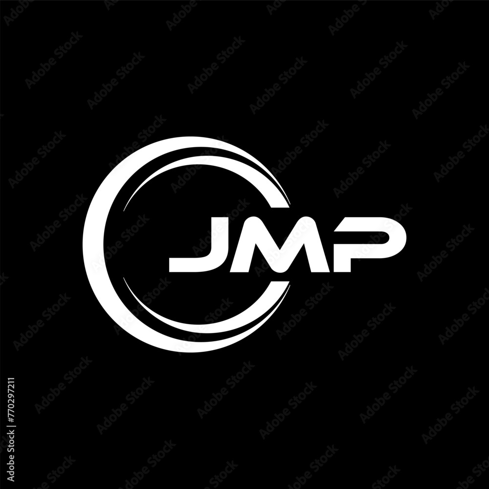 JMP letter logo design with black background in illustrator, cube logo ...