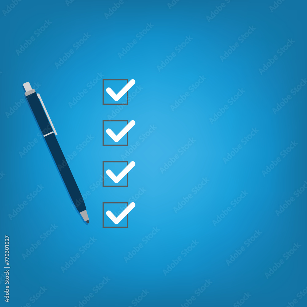 Check list and to do list with checkboxes, concept of survey, online ...