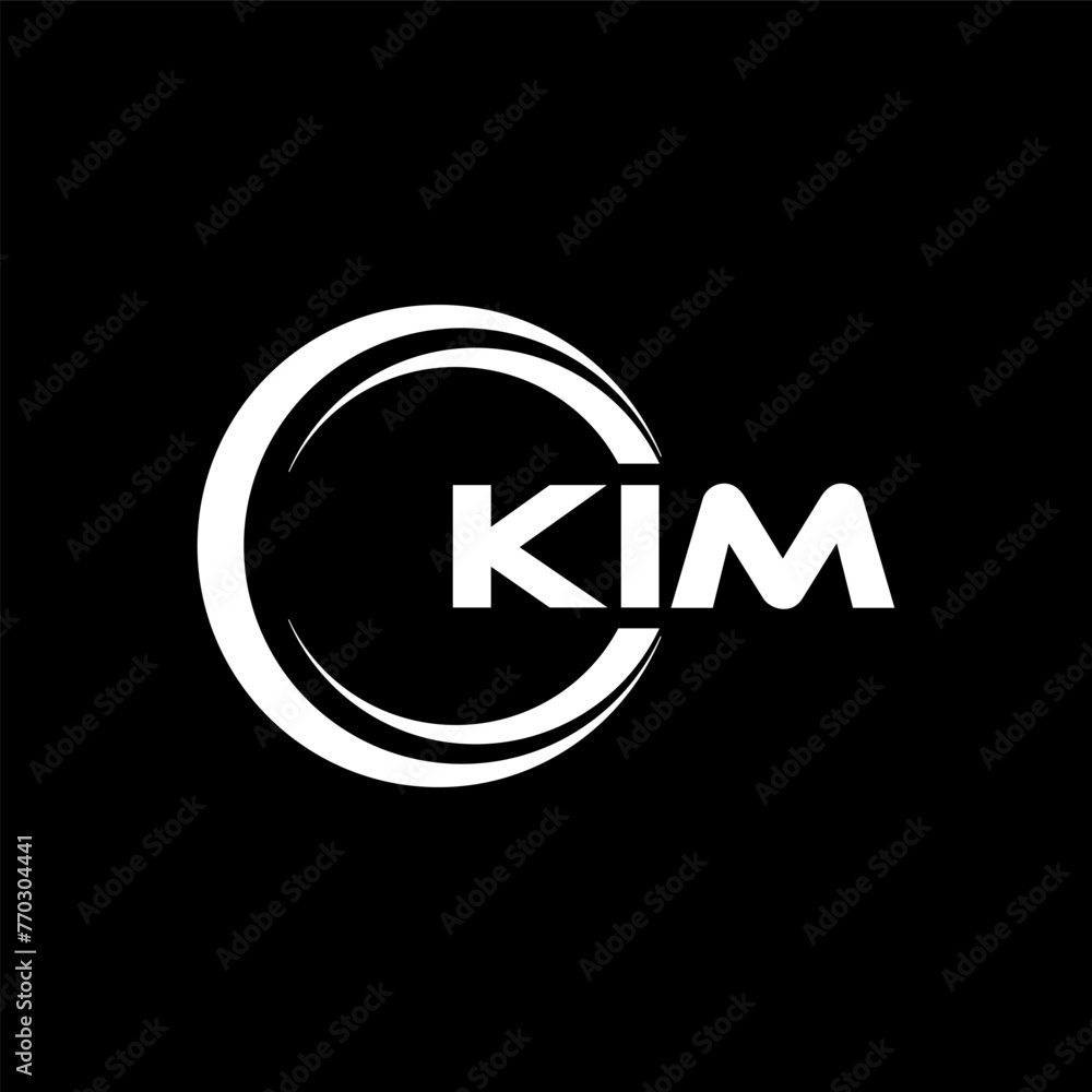 KIM letter logo design with black background in illustrator, cube logo ...