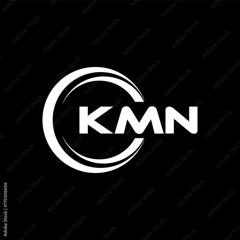 KMN letter logo design with black background in illustrator, cube logo ...