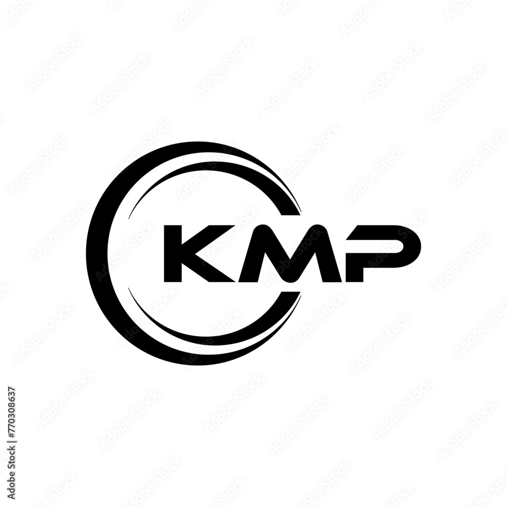KMP letter logo design with white background in illustrator, cube logo ...