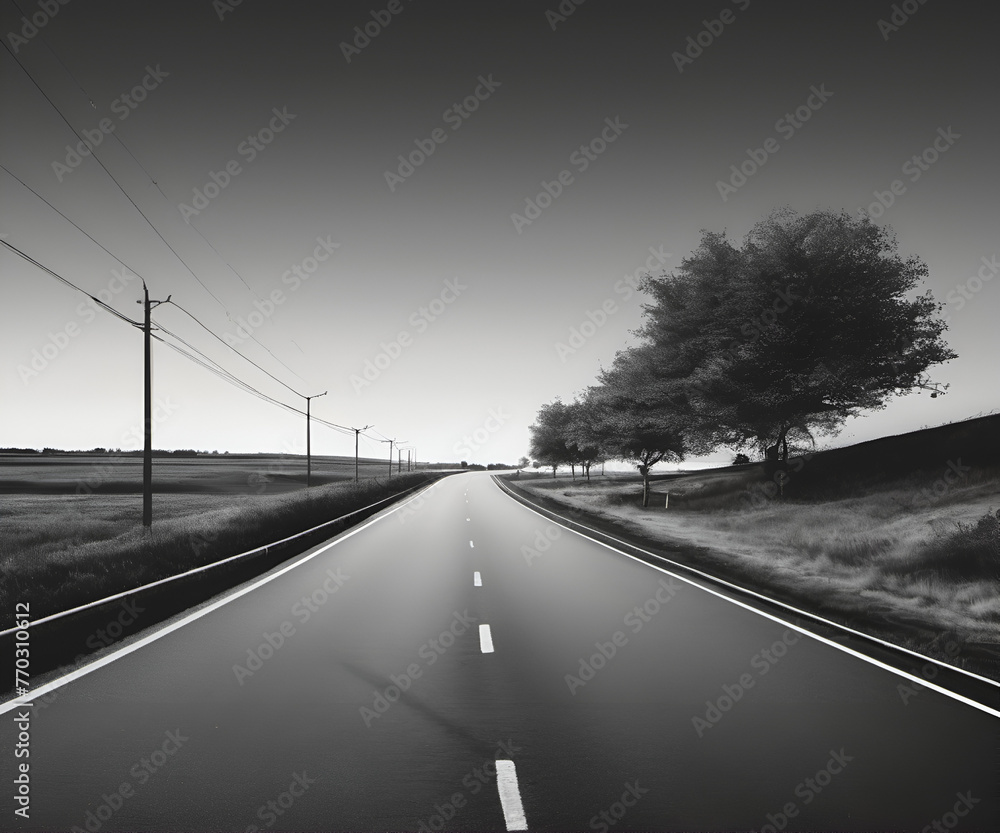 A image of road sketch with long distance, Long Distance Road Sketch ...