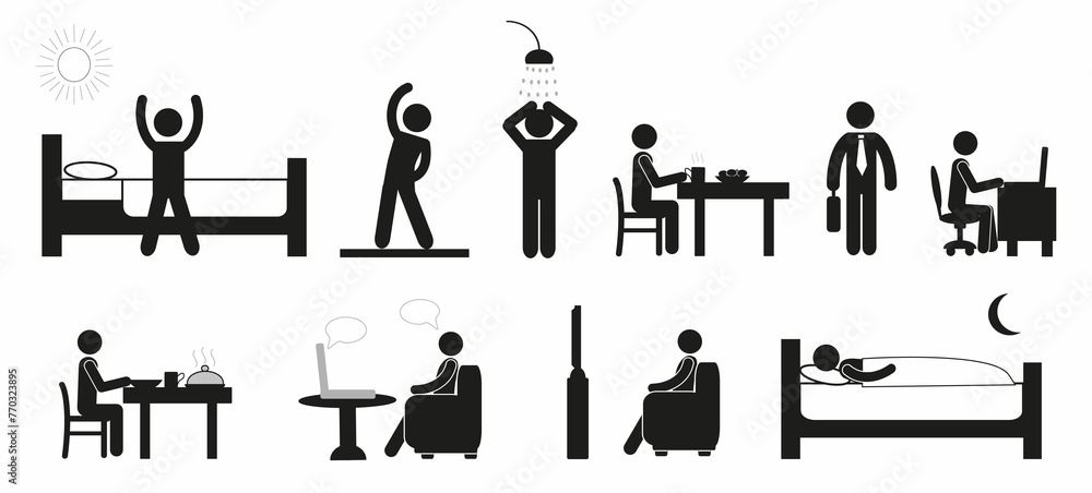 Healthy lifestyle. Daily chores, routine. Stick to the daily routine ...