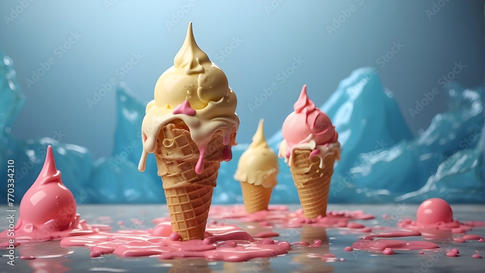 Melting ice cream cone. melting, ice, cream, cone, ice cream cone, ice ...