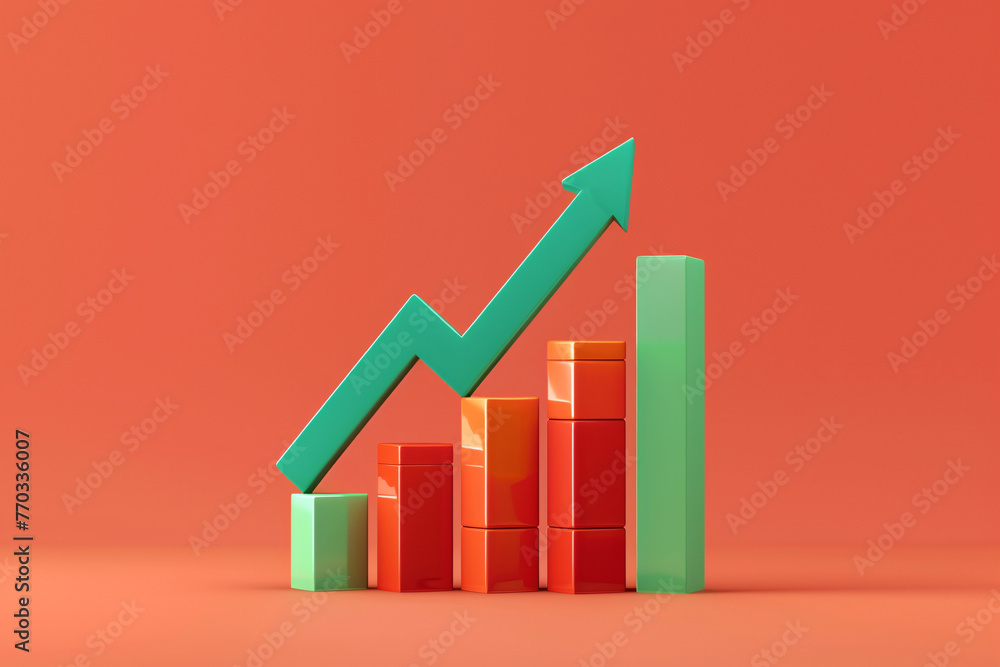 Rising curve and data analysis concept 3D rendering, business growth ...
