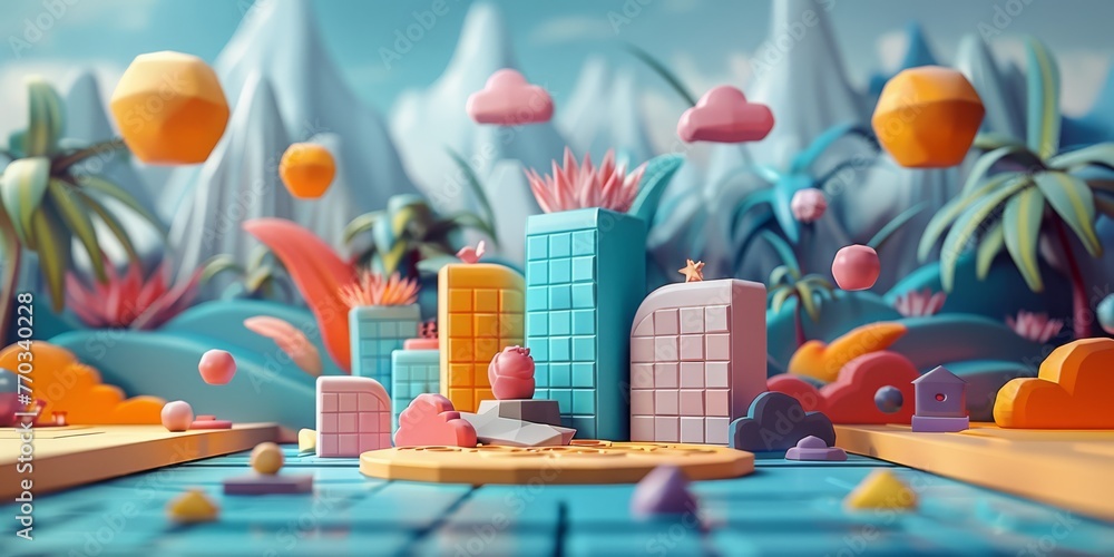 Playful 3D render of anthropomorphic, toy block-like dollar signs ...