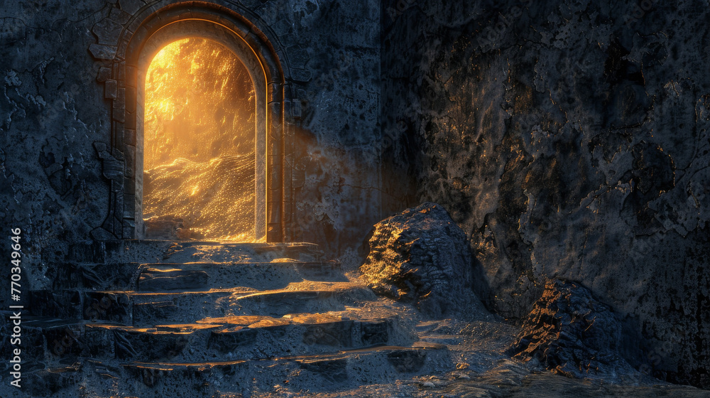 Backdoor entry in a secure system, 3D illustration of a secret pathway ...