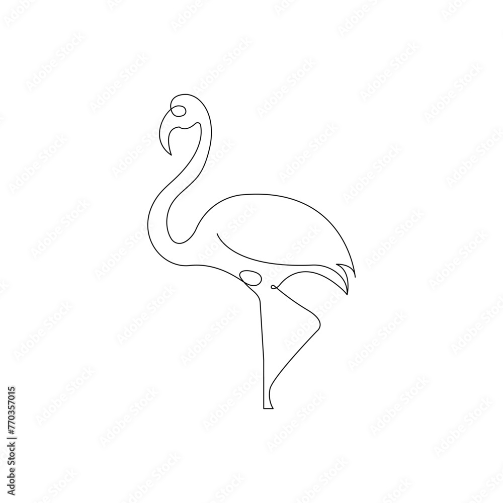Vetor de Continuous one line drawing of flamingo bird beautiful ...