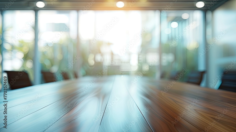Table with Blurred Background of Corporate Office Conference Room with ...