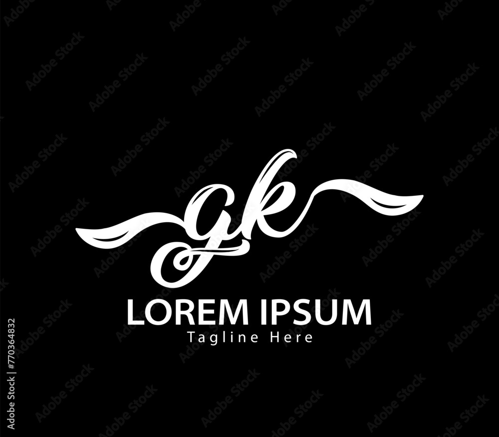 Initial handwriting letter GK logo design. GK logo design. GK logo ...