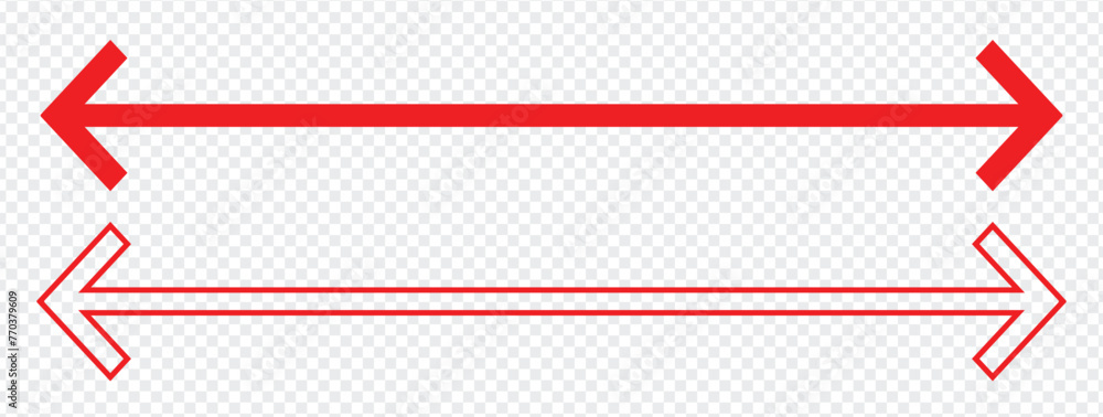 Horizontal dual thin long straight double ended arrow. Long arrow ...