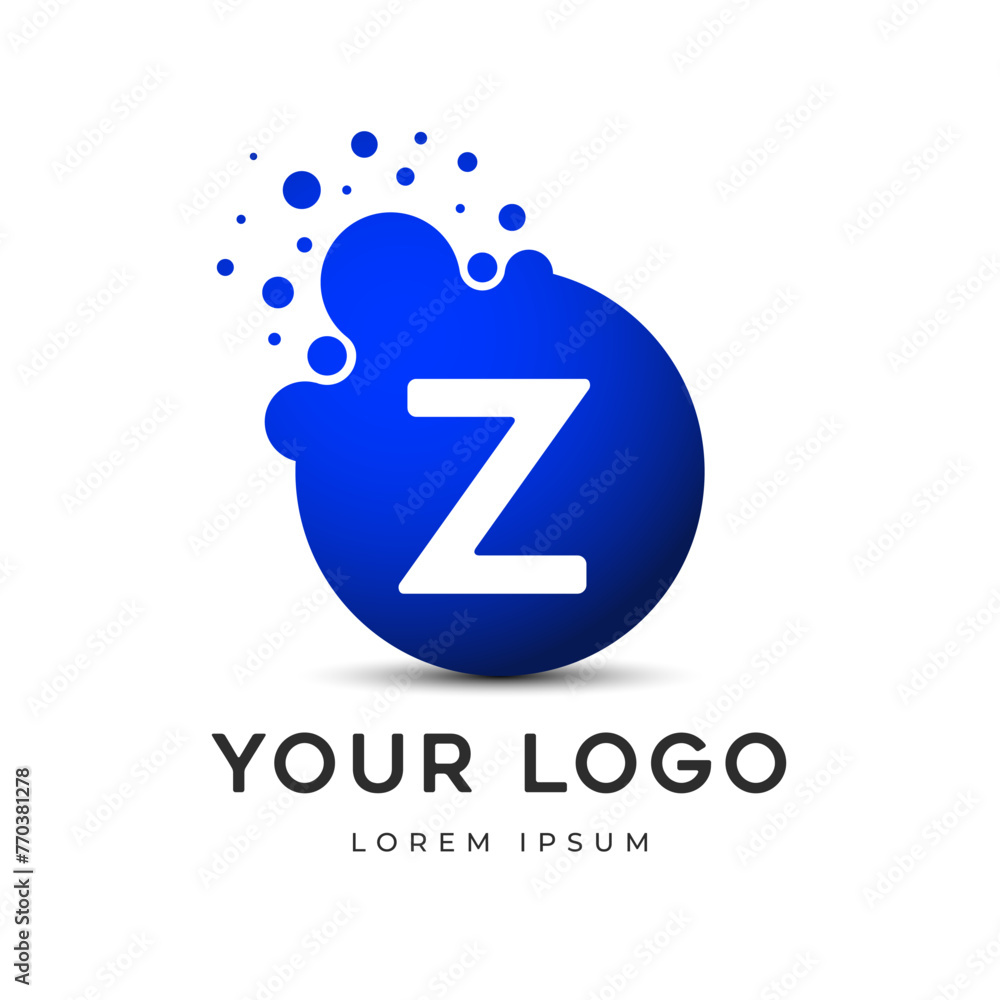 Letter Z Logo with dots, Lettering unit with round digital pixels ...