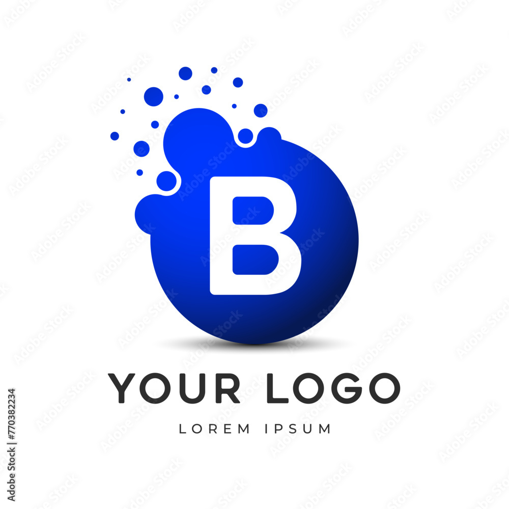 Letter B Logo with dots, Lettering unit with round digital pixels ...