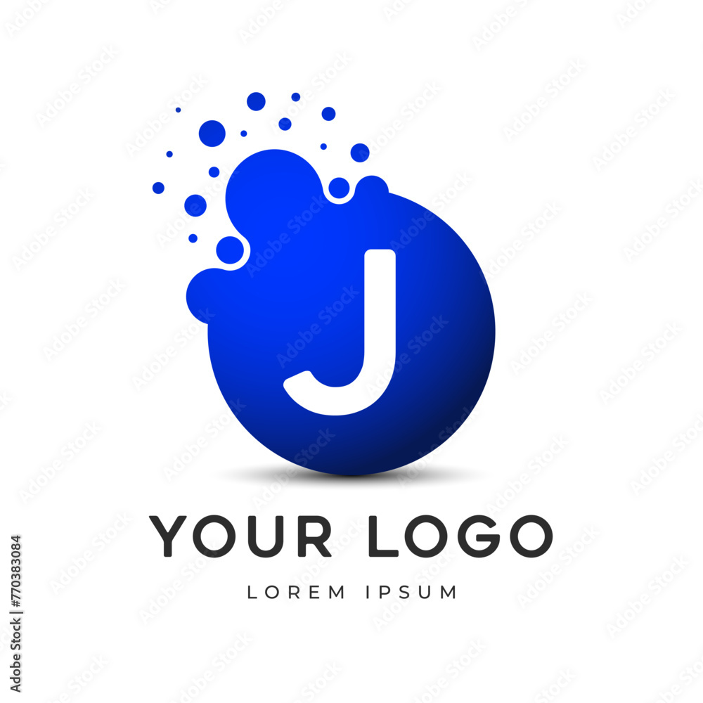 Letter B Logo with dots, Lettering unit with round digital pixels ...