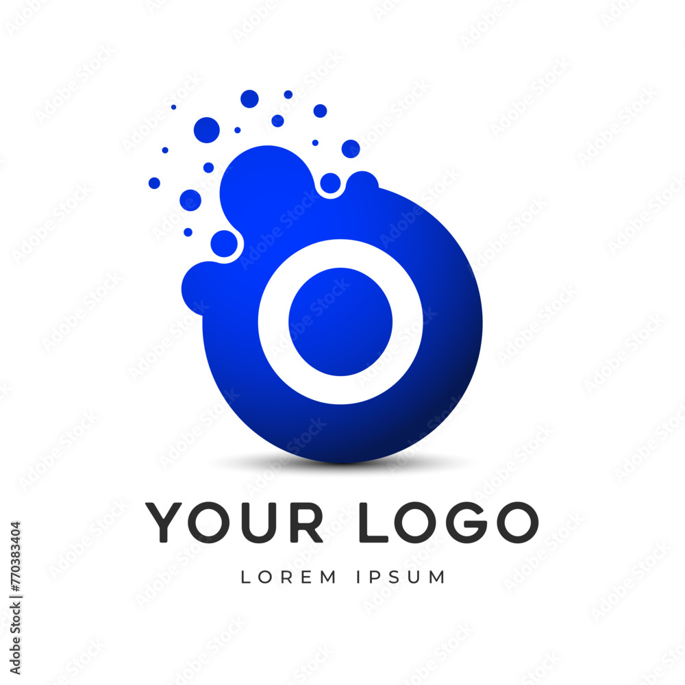 Letter O Logo with dots, Lettering unit with round digital pixels ...