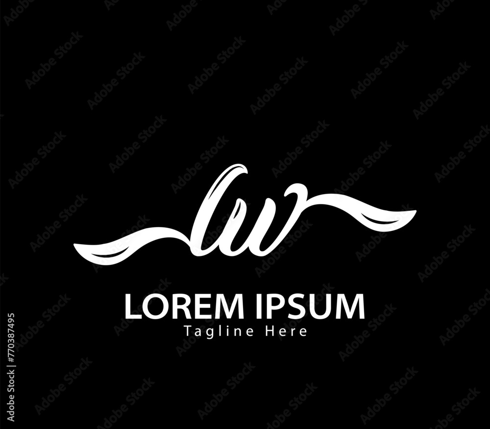 Initial handwriting letter LW logo design. LW logo design. LW logo ...
