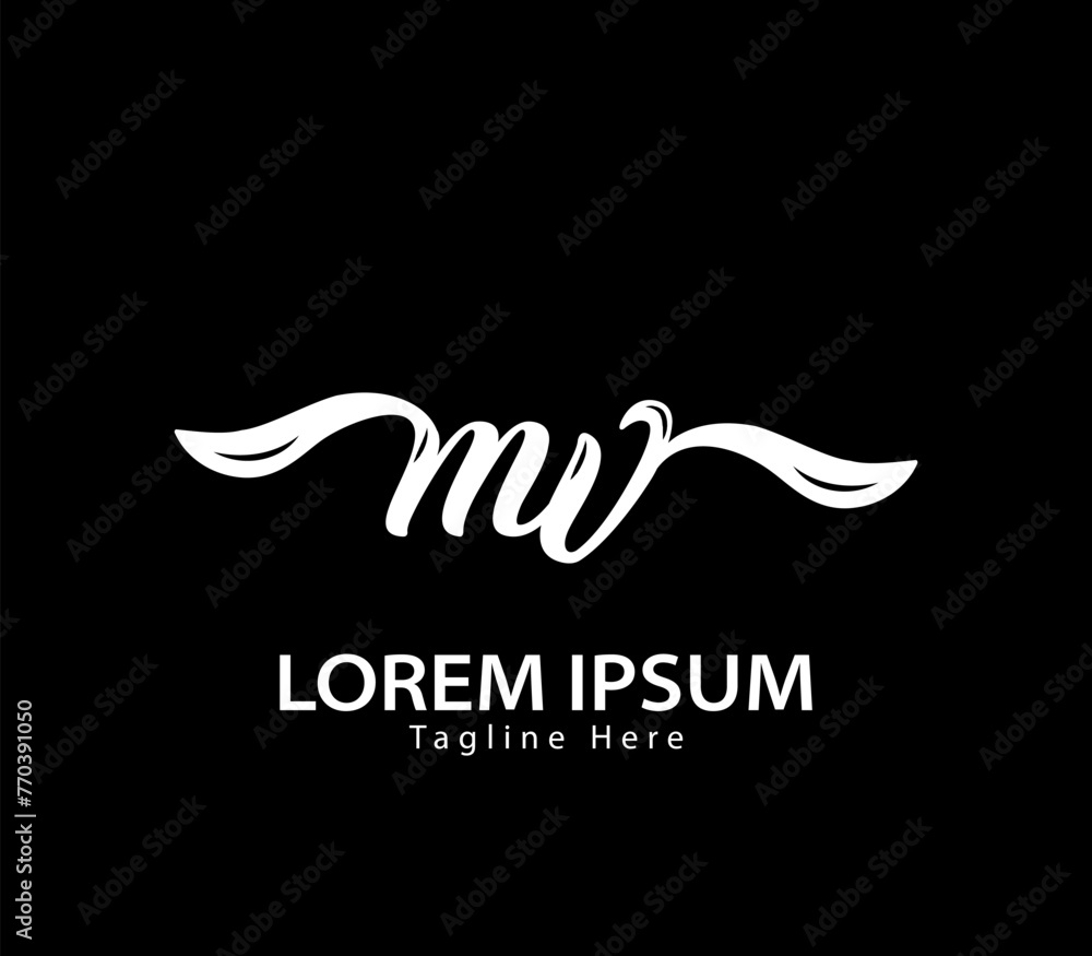 Initial handwriting letter MV logo design. MV logo design. MV logo ...