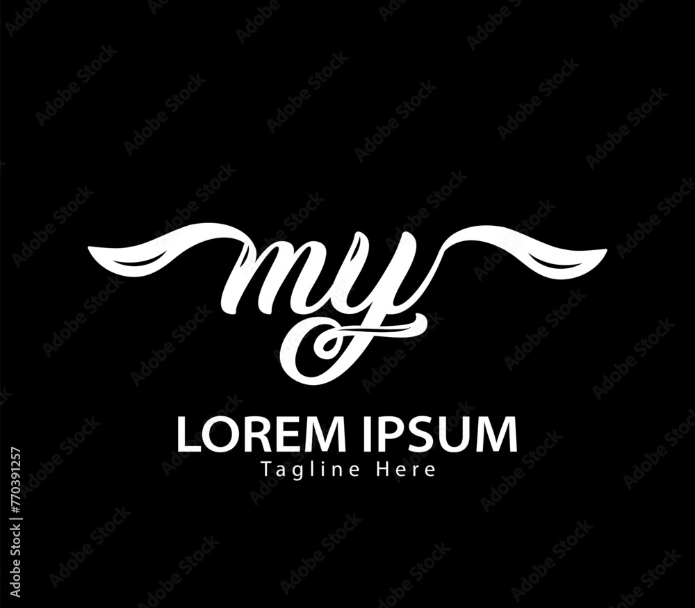 Initial handwriting letter MY logo design. MY logo design. MY logo ...