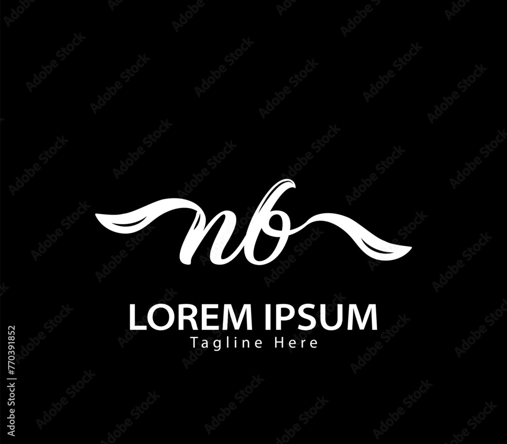 Initial handwriting letter NB logo design. NB logo design. NB logo ...