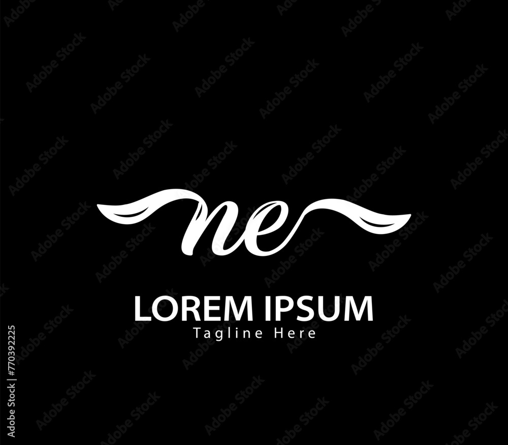 Initial handwriting letter NE logo design. NE logo design. NE logo ...
