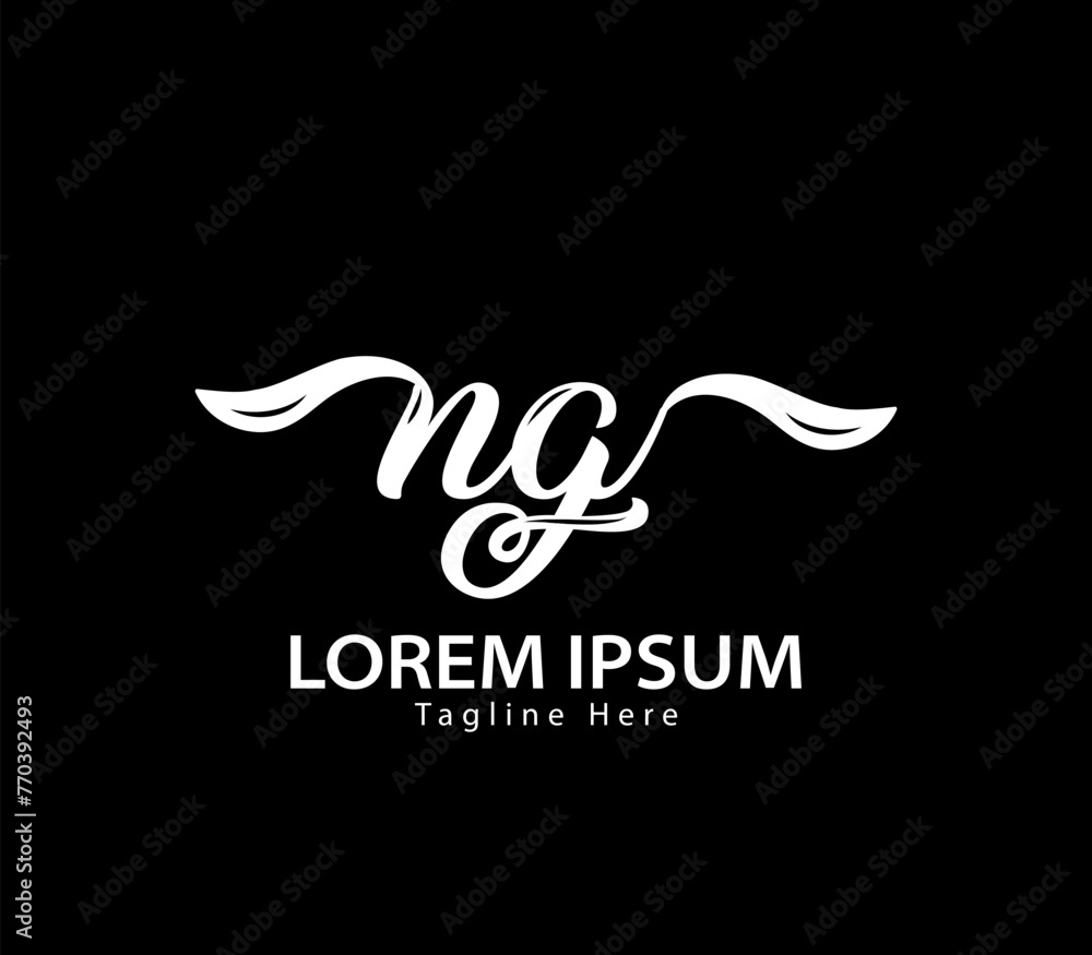 Initial handwriting letter NG logo design. NG logo design. NG logo ...