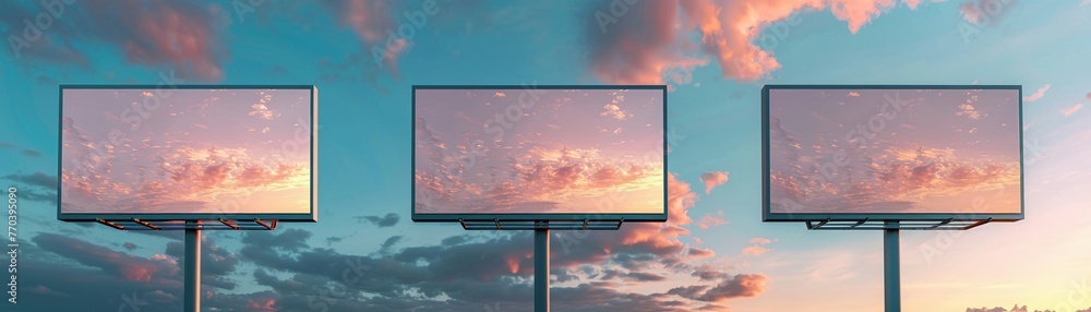 Showcasing triple billboard frames in a vertical arrangement, rendered ...
