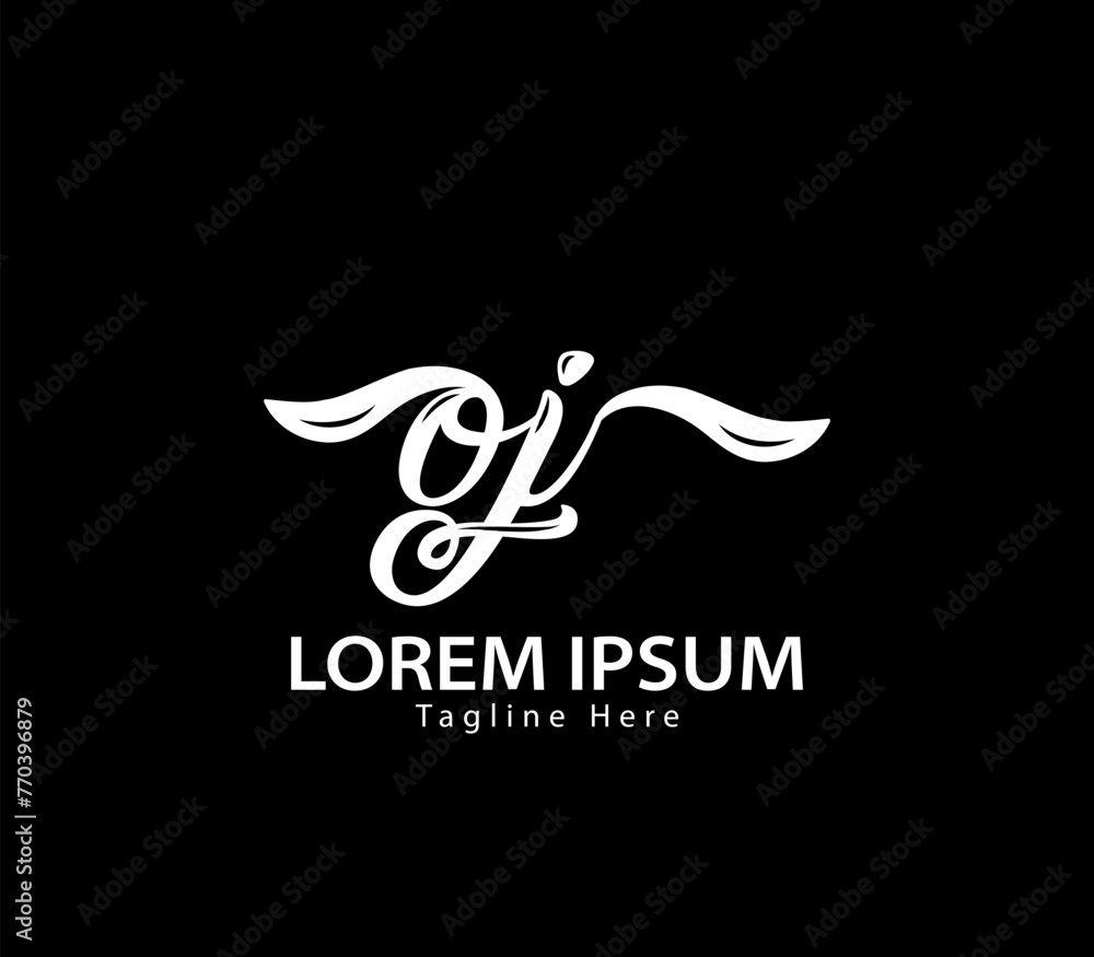 Initial handwriting letter OJ logo design. OJ logo design. OJ logo ...