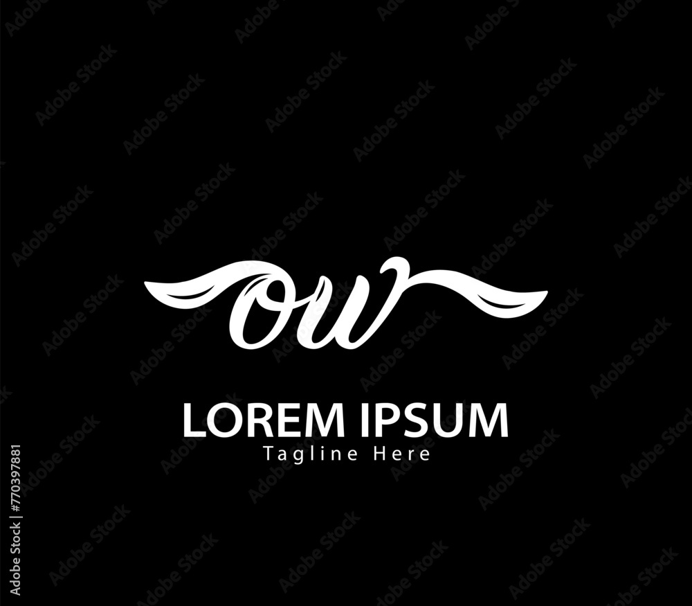 Initial handwriting letter OW logo design. OW logo design. OW logo ...
