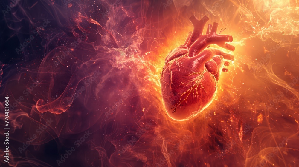 Depict the concept of Myocardial Infarction in a stock image, featuring ...