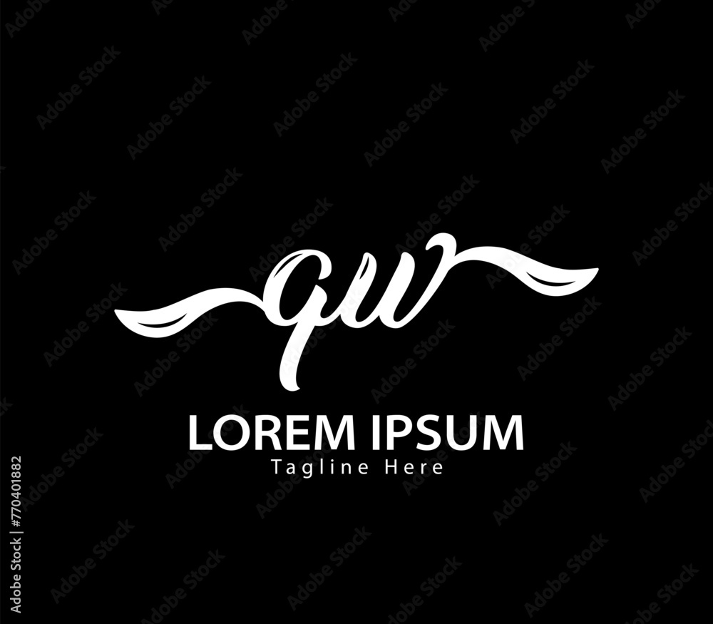 Initial handwriting letter QW logo design. QW logo design. QW logo ...