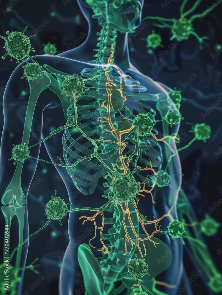 Reflecting the essence of Lymphoma Cancer that affects the lymphatic ...