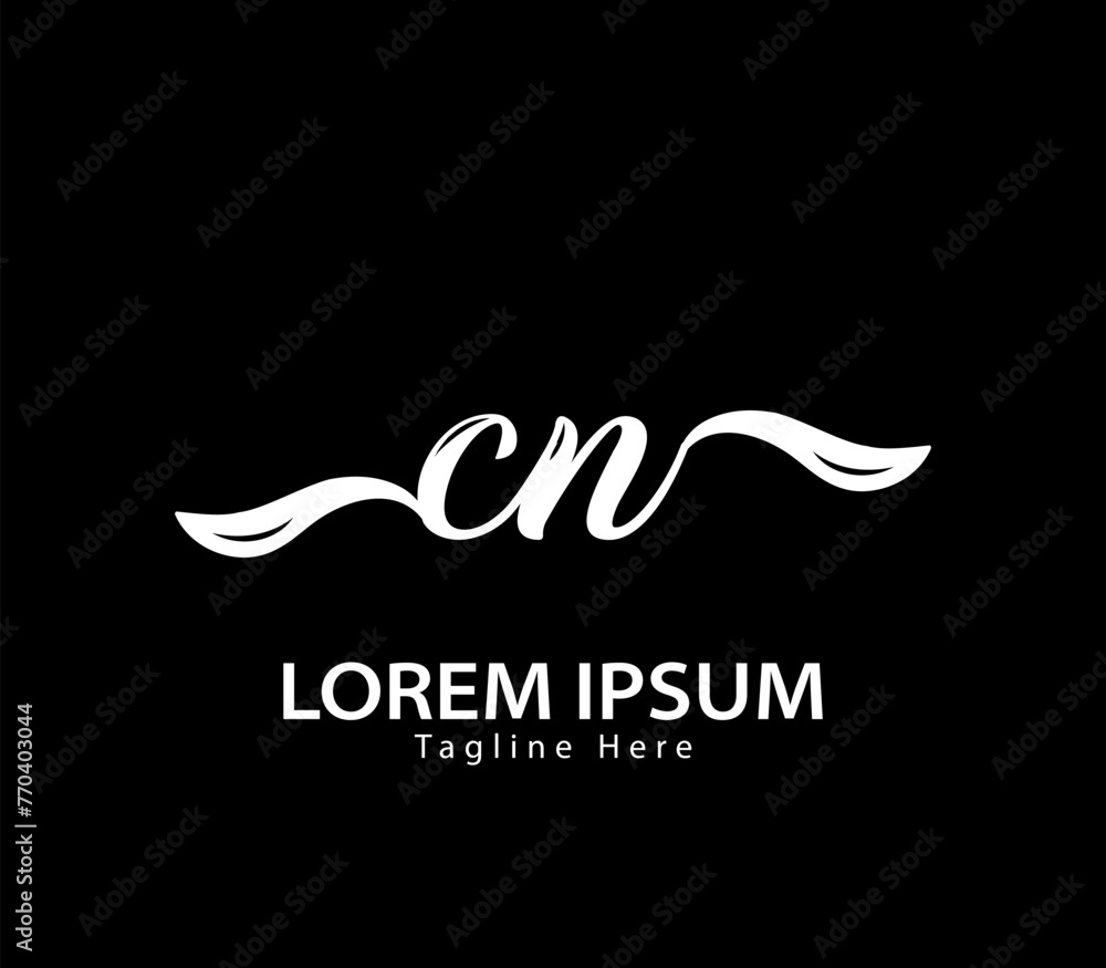 Initial handwriting letter CN logo design. CN logo design. CN logo ...