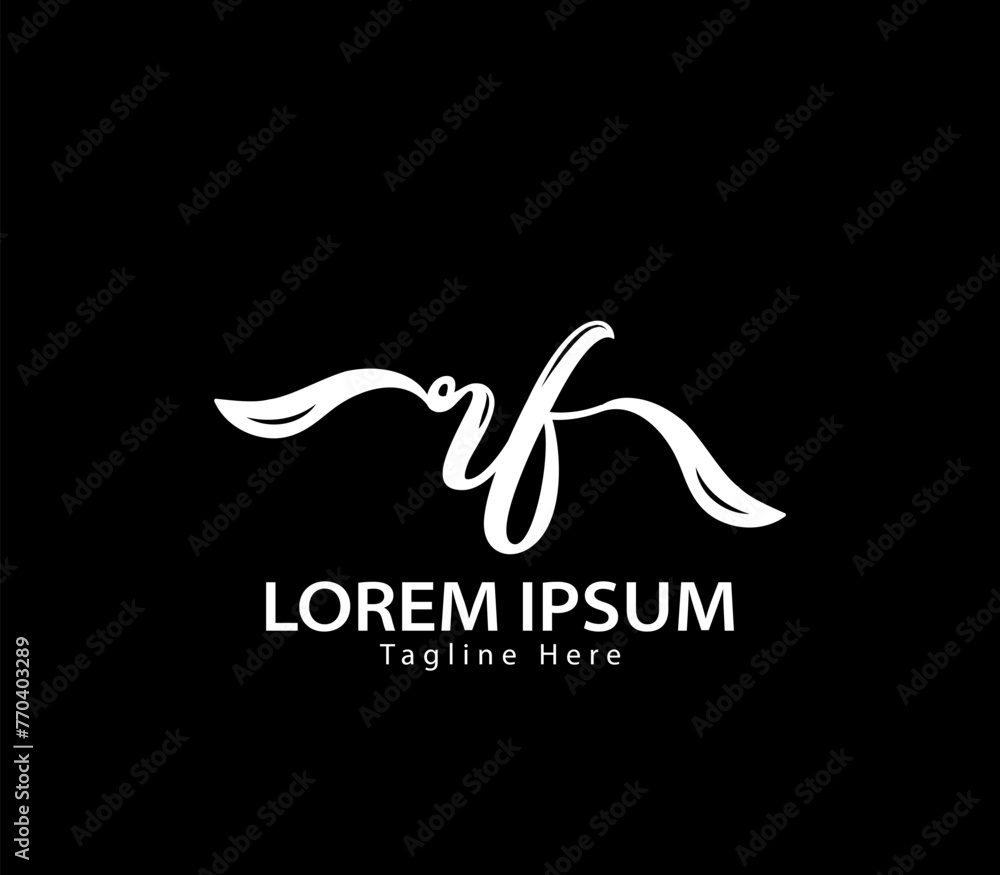 Initial handwriting letter RF logo design. RF logo design. RF logo ...