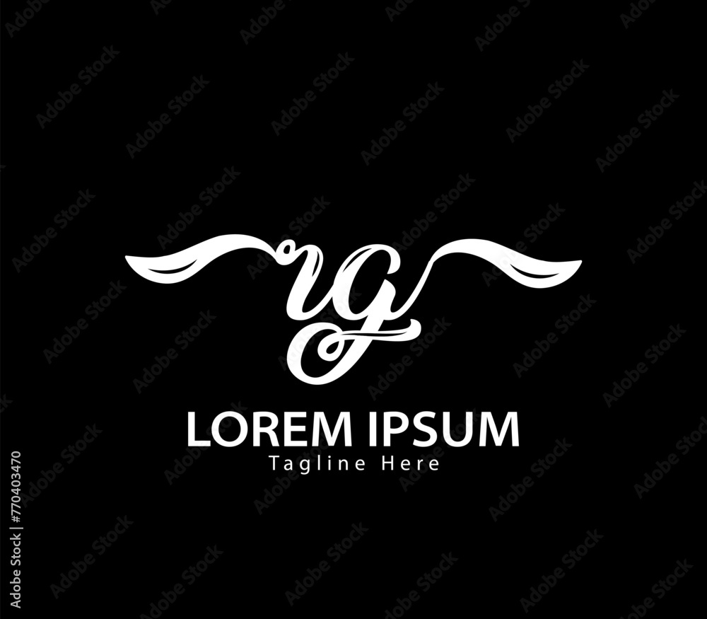 Initial handwriting letter RG logo design. RG logo design. RG logo ...