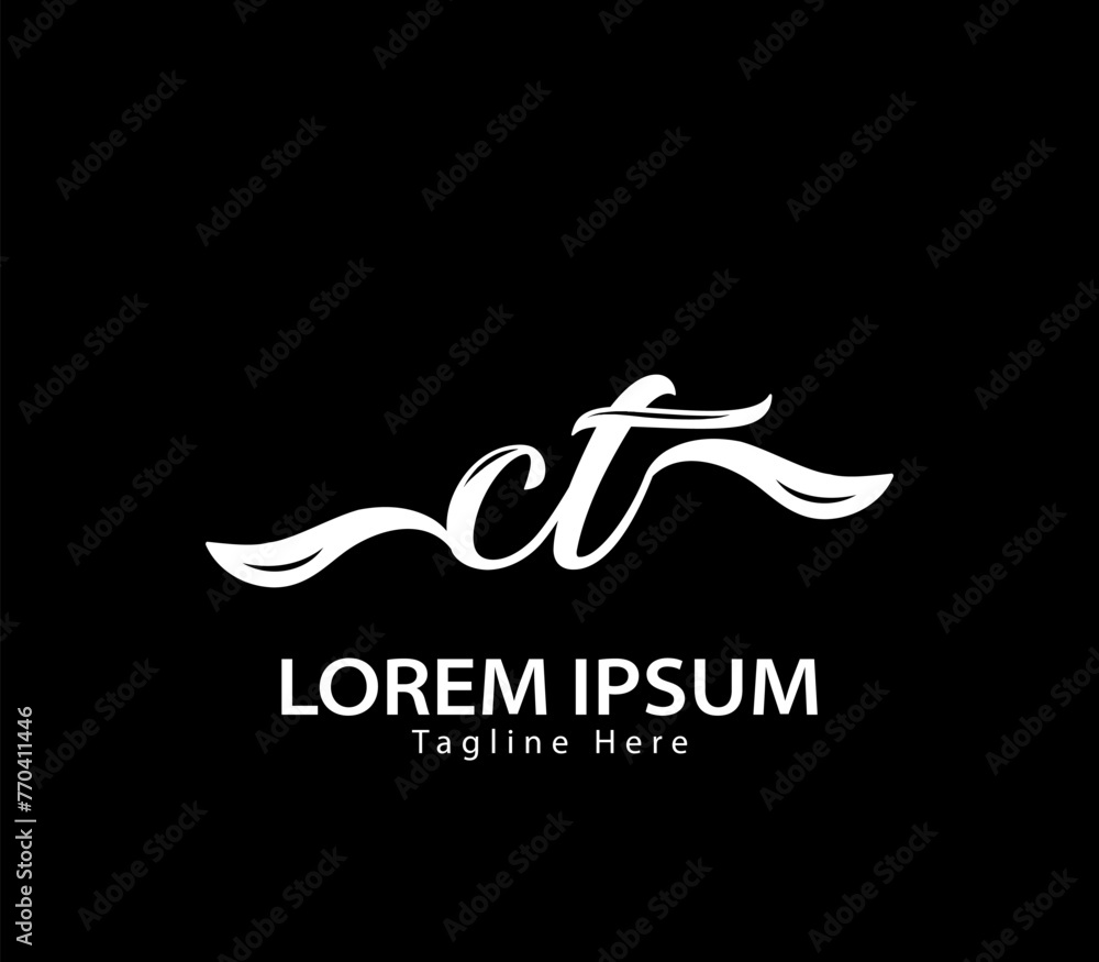 Initial handwriting letter CT logo design. CT logo design. CT logo ...