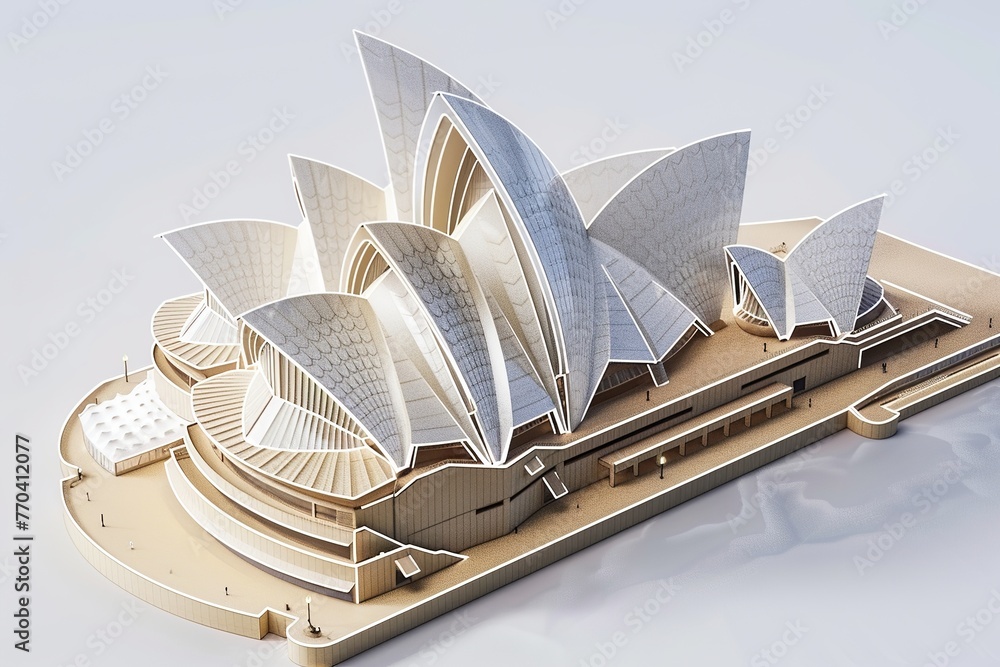 3D isometric rendering of Sydney Opera House, with a next-gen video ...