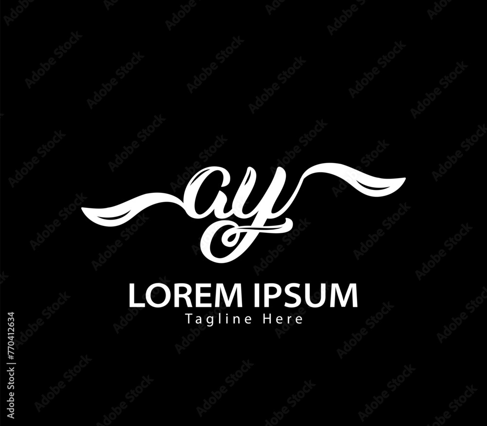 Initial handwriting letter AY logo design. AY logo design. AY logo ...