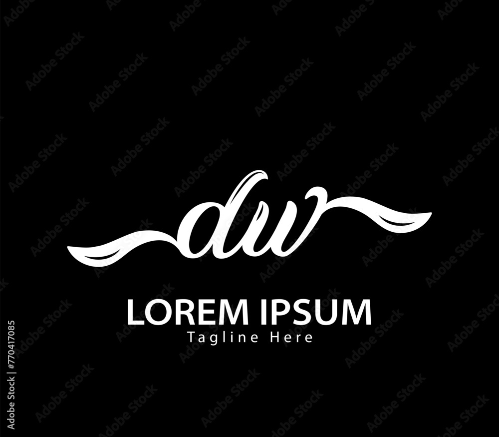 Initial handwriting letter DW logo design. DW logo design. DW logo ...