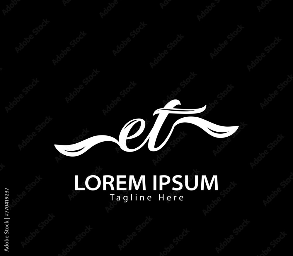 Initial handwriting letter ET logo design. ET logo design. ET logo ...