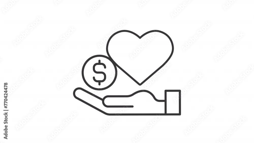 Employee benefits line animation. Life insurance animated icon. Heart ...