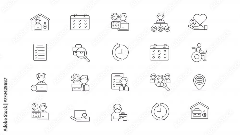 Job vacancy animation set. Employment animated line icons. Task ...