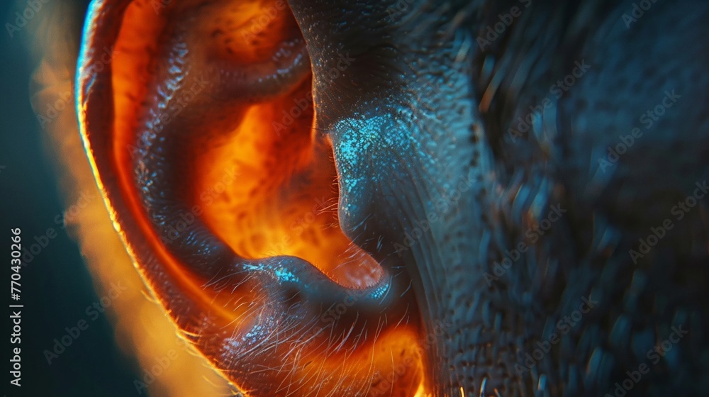 Closeup, translucent eardrum and cell details, hyperrealistic ...