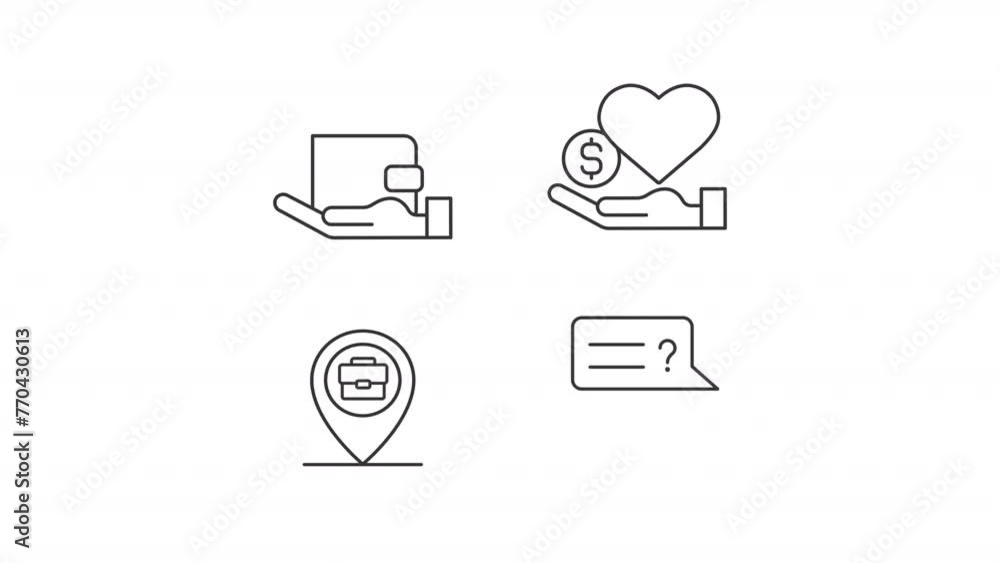 Job benefits animation set. Healthcare security animated line icons ...