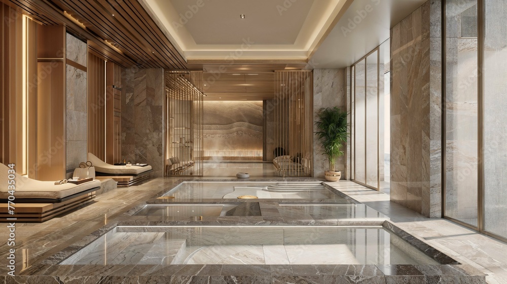 spa interior, luxury, marble flooring, relaxation area, modern design ...