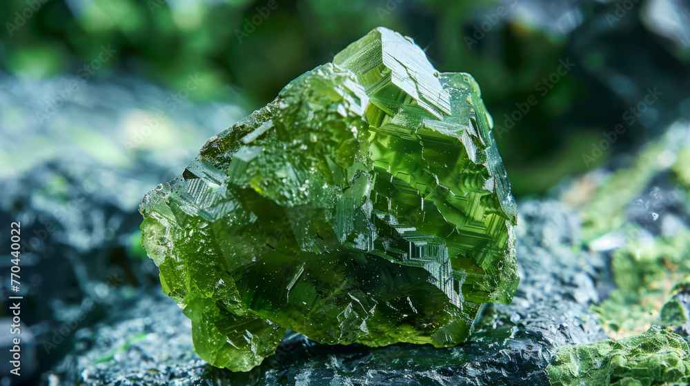 Lush green crystal formations presenting a complex textured backdrop ...